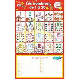 Poster Ardoise les nombres de 1 à 20 Pas Cher | Bureau Vallée