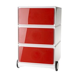 Caisson de bureau mobile EASYBOX - 3 tiroirs - Rouge Pas Cher | Bureau ...