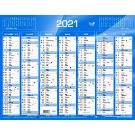 Quo Vadis - Calendrier bancaire 7 mois par face - 33,5 x 43 cm - bleu ...